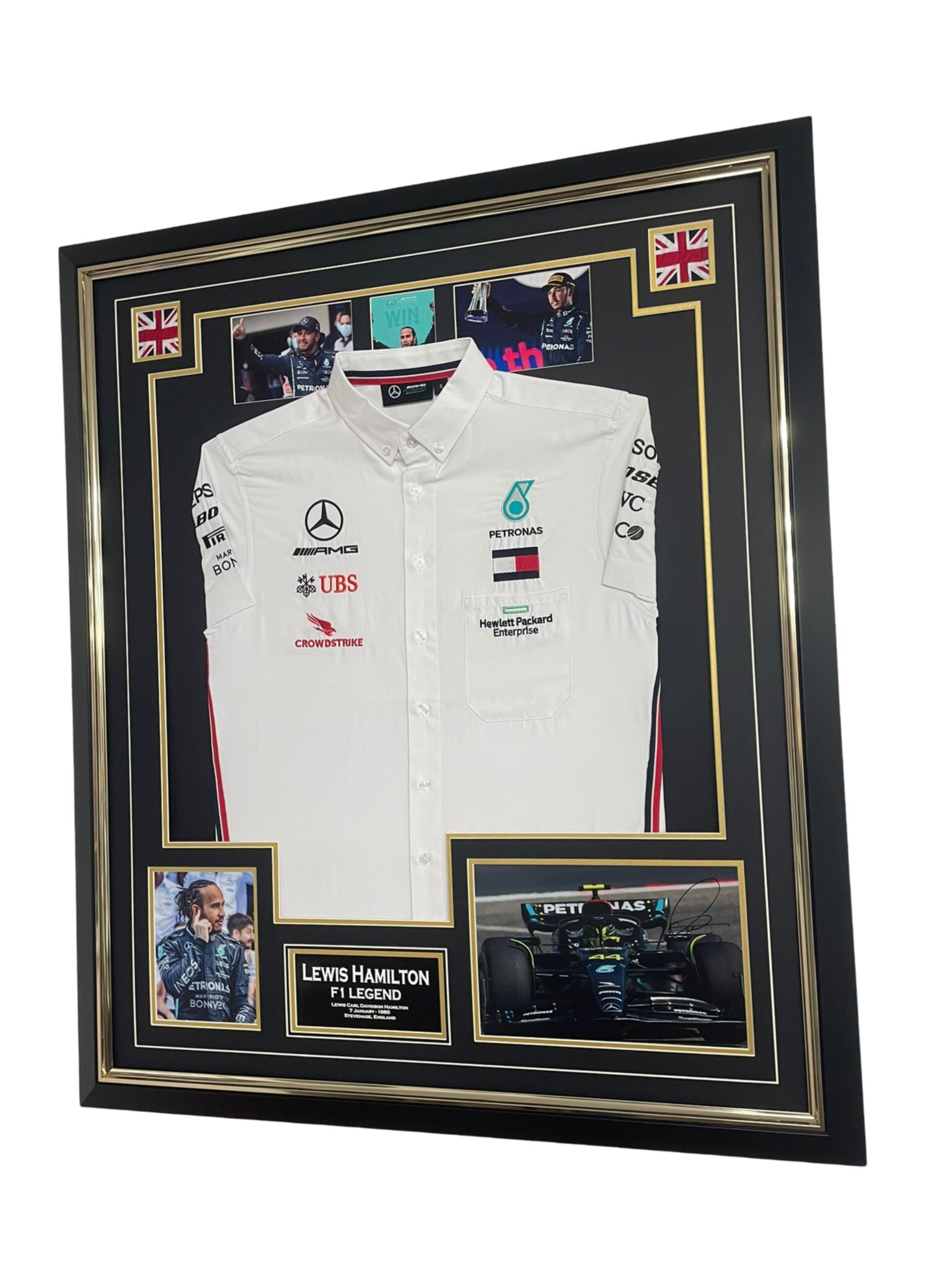 LEWIS HAMILTON Signed Photo an Shirt DISPLAY – Signed Memorabila Shop