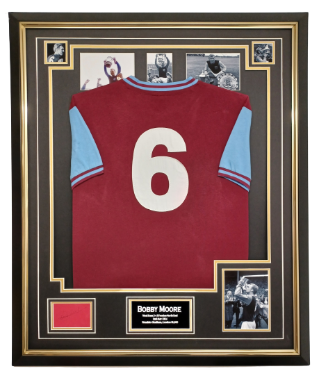 Bobby Moore Signed Display WEST HAM Shirt - Signed Memorabila Shop