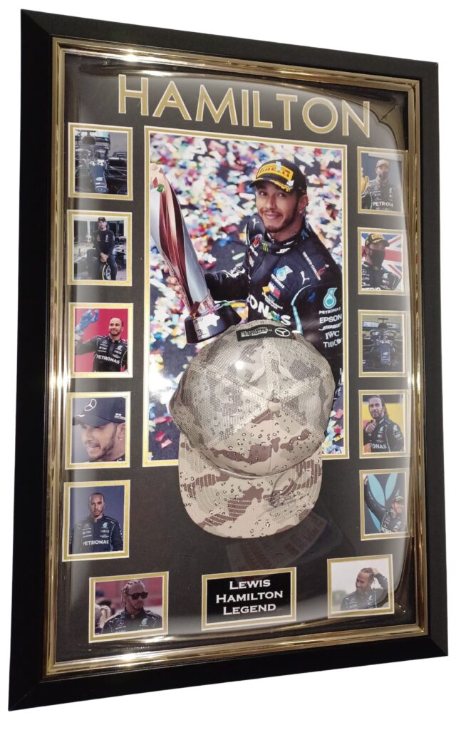 New Dome Framed LEWIS HAMILTON SIGNED CAP – Signed Memorabila Shop
