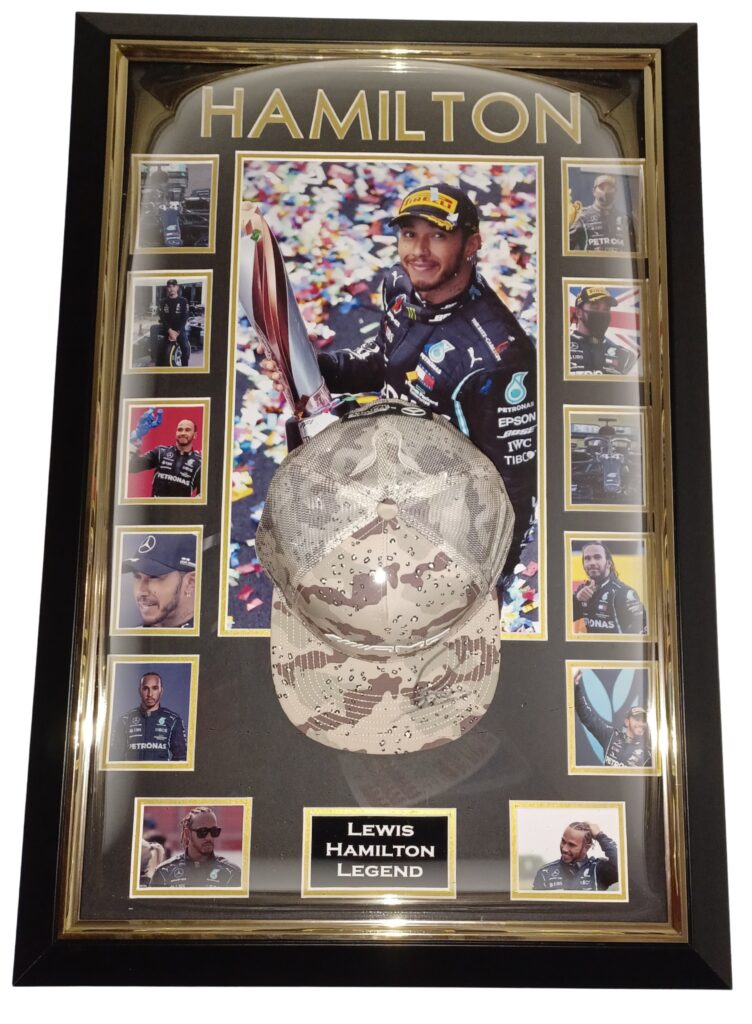 New Dome Framed LEWIS HAMILTON SIGNED CAP – Signed Memorabila Shop