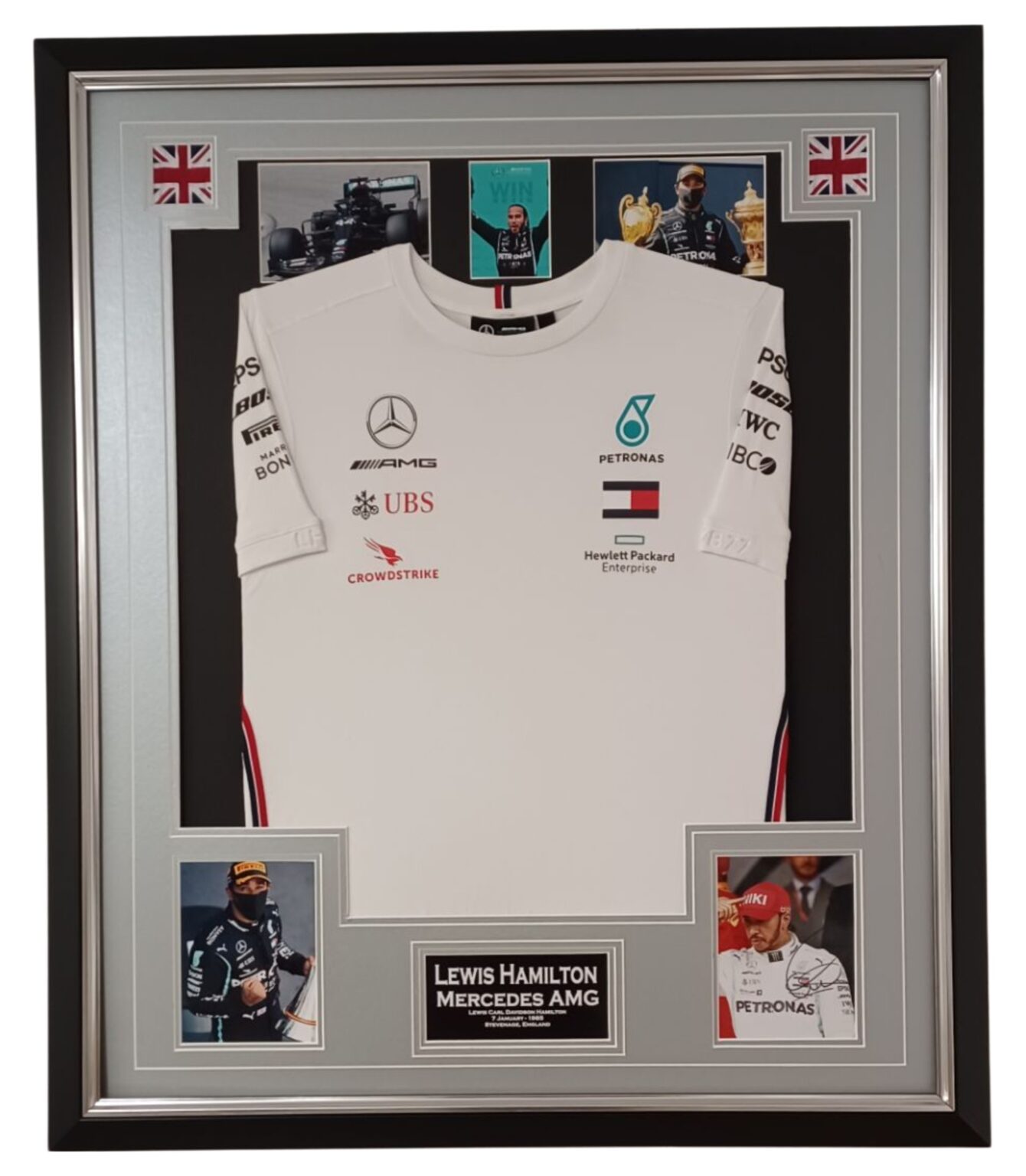 LEWIS HAMILTON SIGNED PHOTO WITH SHIRT – Signed Memorabila Shop