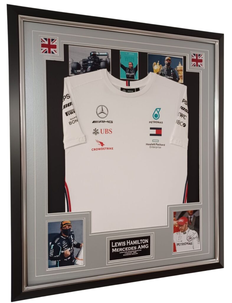 LEWIS HAMILTON SIGNED PHOTO WITH SHIRT – Signed Memorabila Shop