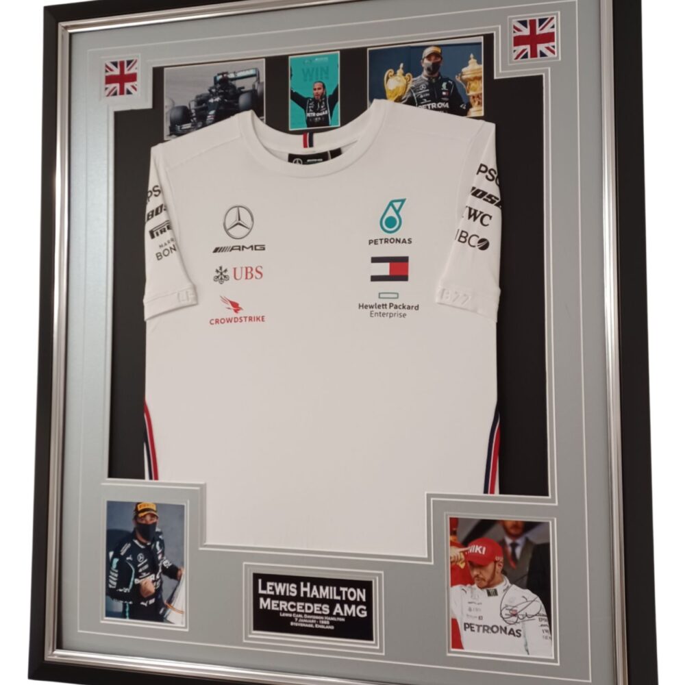 LEWIS HAMILTON SIGNED PHOTO WITH SHIRT – Signed Memorabila Shop