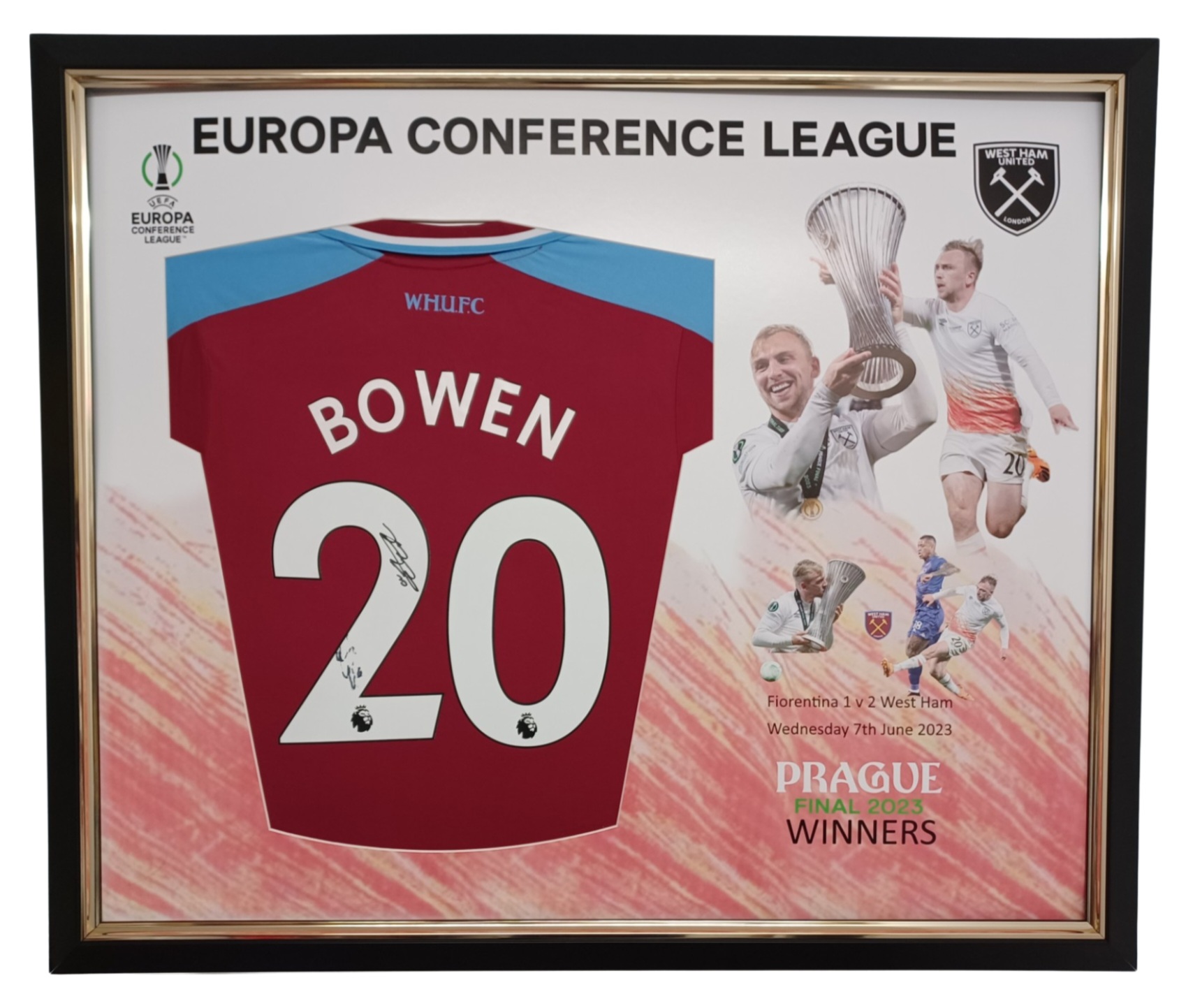 Jarrod Bowen of West Ham Signed Shirt Europa Conference League Winners ...