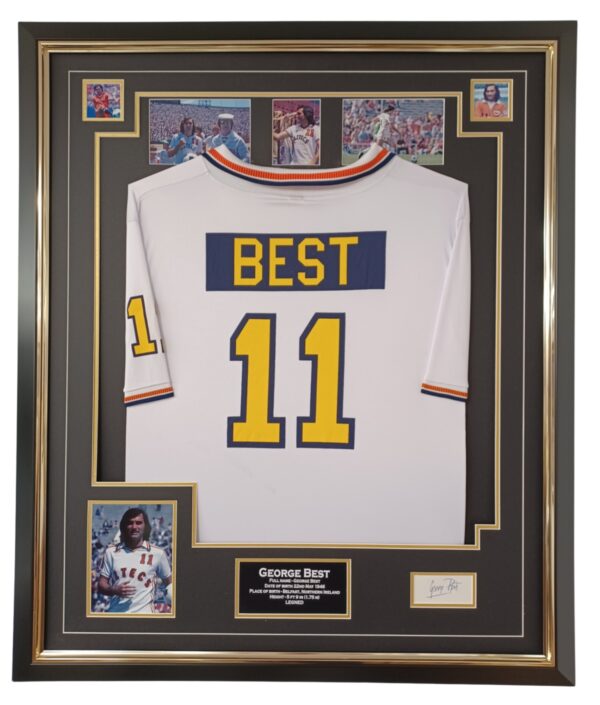 George Best Signed Display and LA AZTECS Shirt – Signed Memorabila Shop