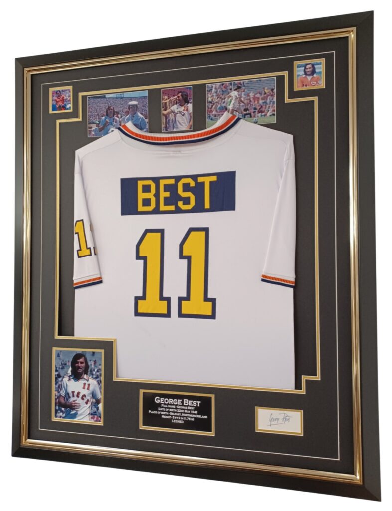 George Best Signed Display and LA AZTECS Shirt – Signed Memorabila Shop