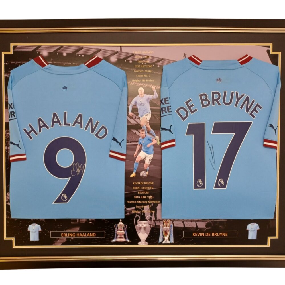 Erling Haaland and Kevin De Bruyne of Manchester City Signed Jersey ...