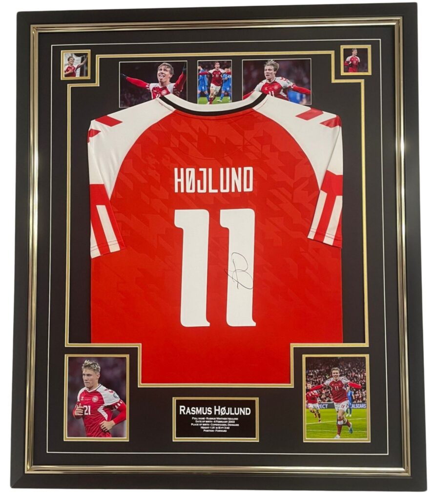 Højlund RASMUS HOJLUND of Denmark Signed Shirt – Signed Memorabila Shop