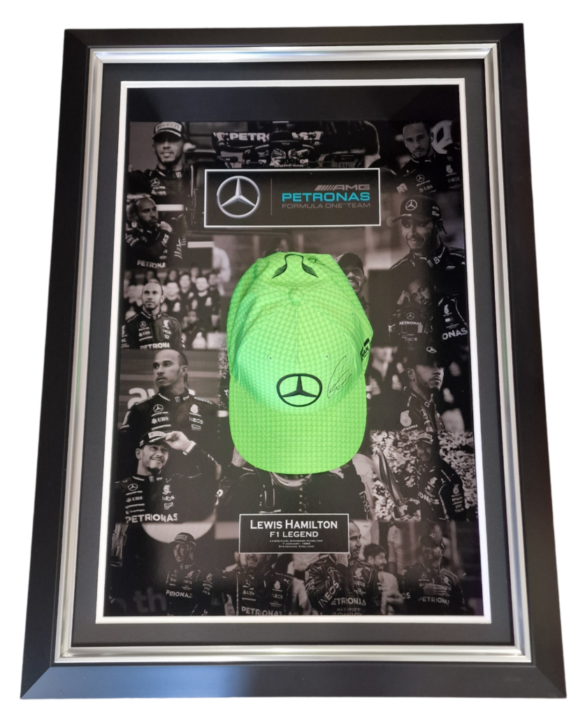 Framed LEWIS HAMILTON SIGNED CAP – Signed Memorabila Shop